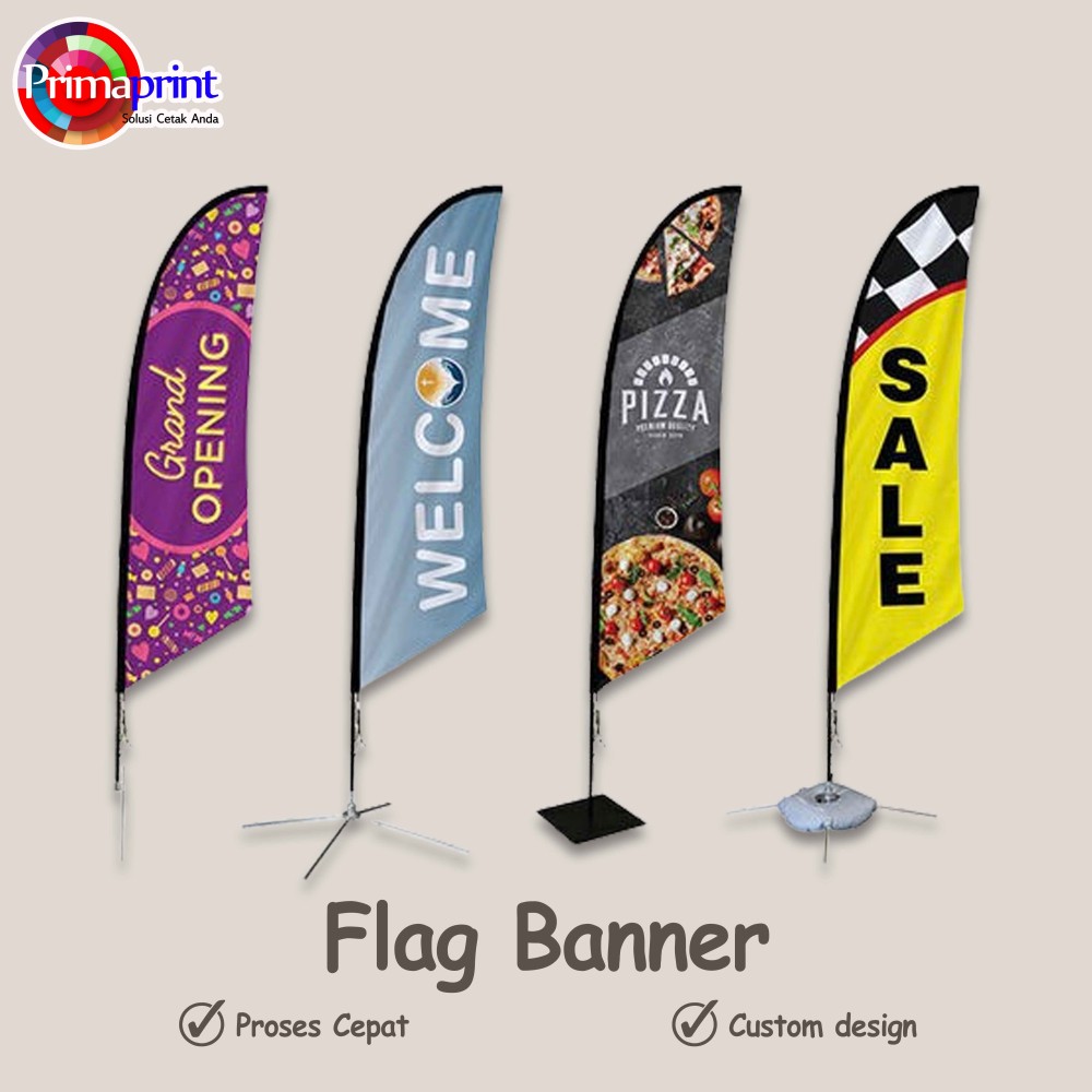 Standing Flag Banner bahan Satin Custom Design Flag Banner dengan Tiang ...