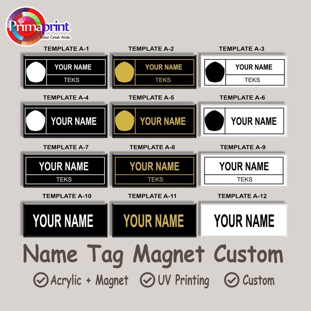 Name Tag Custom Papan Nama Akrilik Custom Name Tag Peniti Magnet Print ...